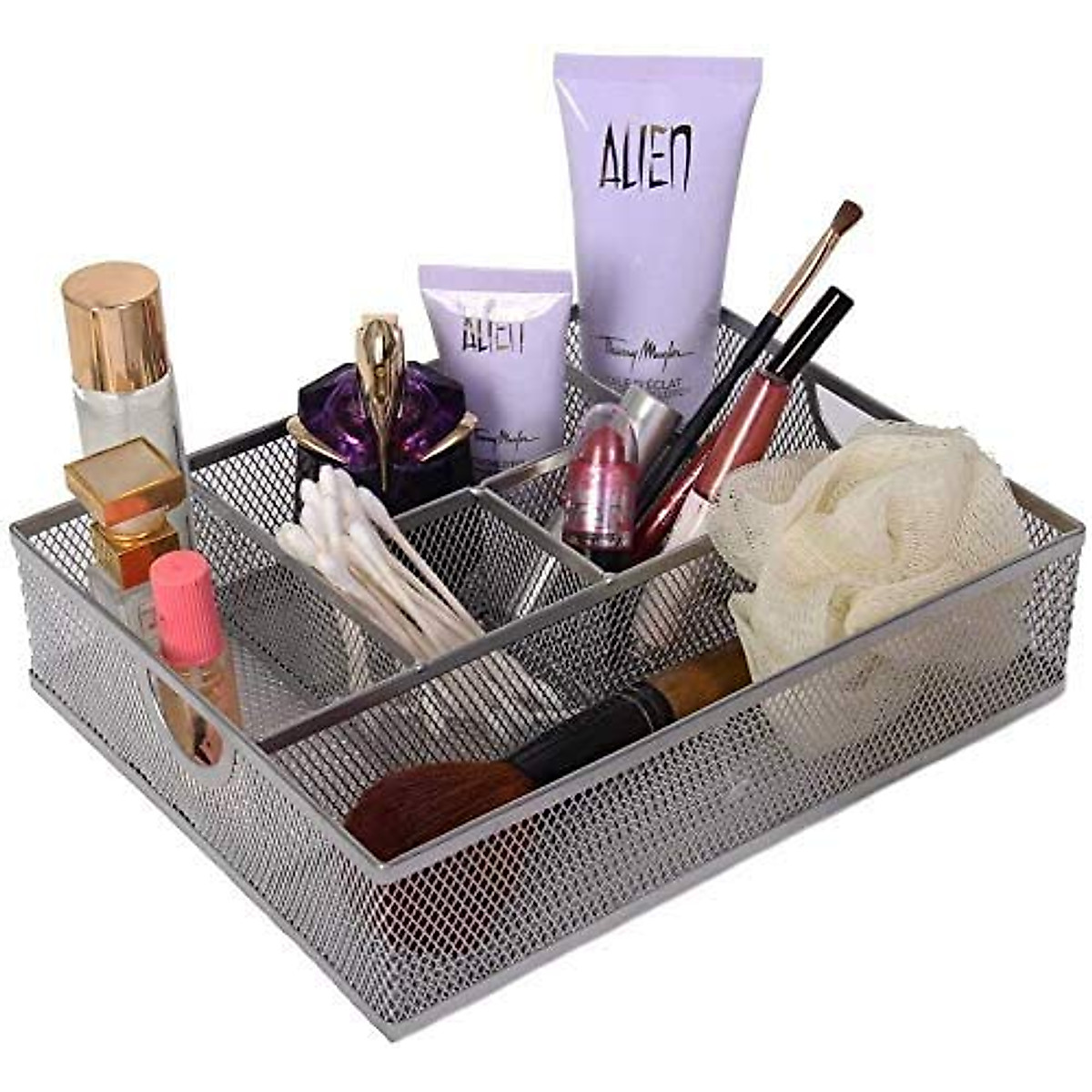 YBM HOME Cosmetic Storage Makeup Organizer Holds Your Cosmetics, Makeup Brushes, Pencils and Accessories, Designed for Vanity Bathroom or Counter Dresser, Stainless Steel Mesh Design 2262