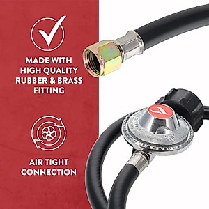 Gas One 2106 3 ft Regulator Fire Pit Grill Heater Propane Hose, 3 feet