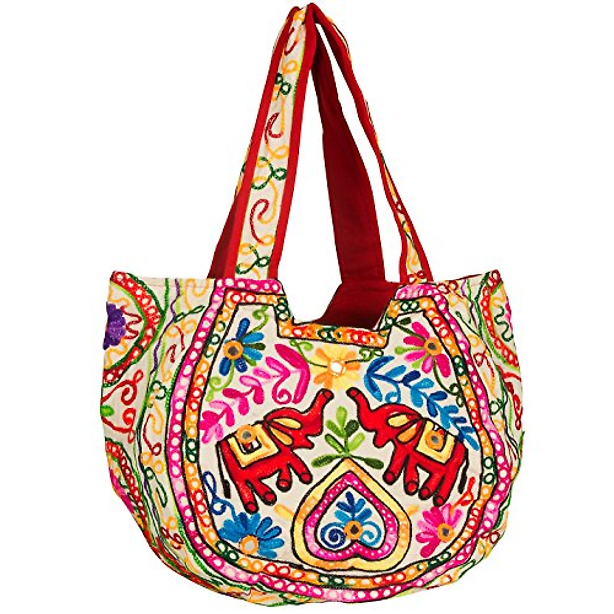 TribeAzure Elephant Tote Embroidered Mirror Shoulder Bag Top Handle Satchel Summer Beach Casual Fashion
