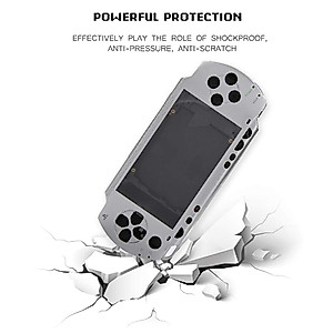 ASHATA Full Housing Repair Mod Case + Buttons Replacement Compatible for Sony PSP 1000 Console(Silver)