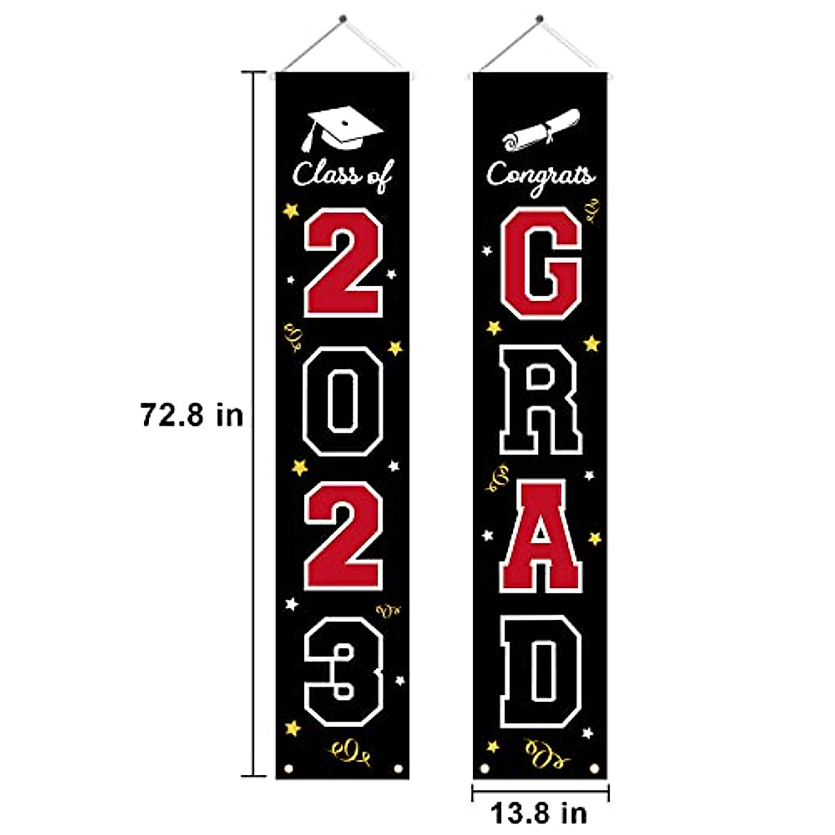 2023 Graduation Banner Decorations - Porch Sign Set Red White Black Welcome Door Décor Party Favors Supplies For Indoor Outdoor