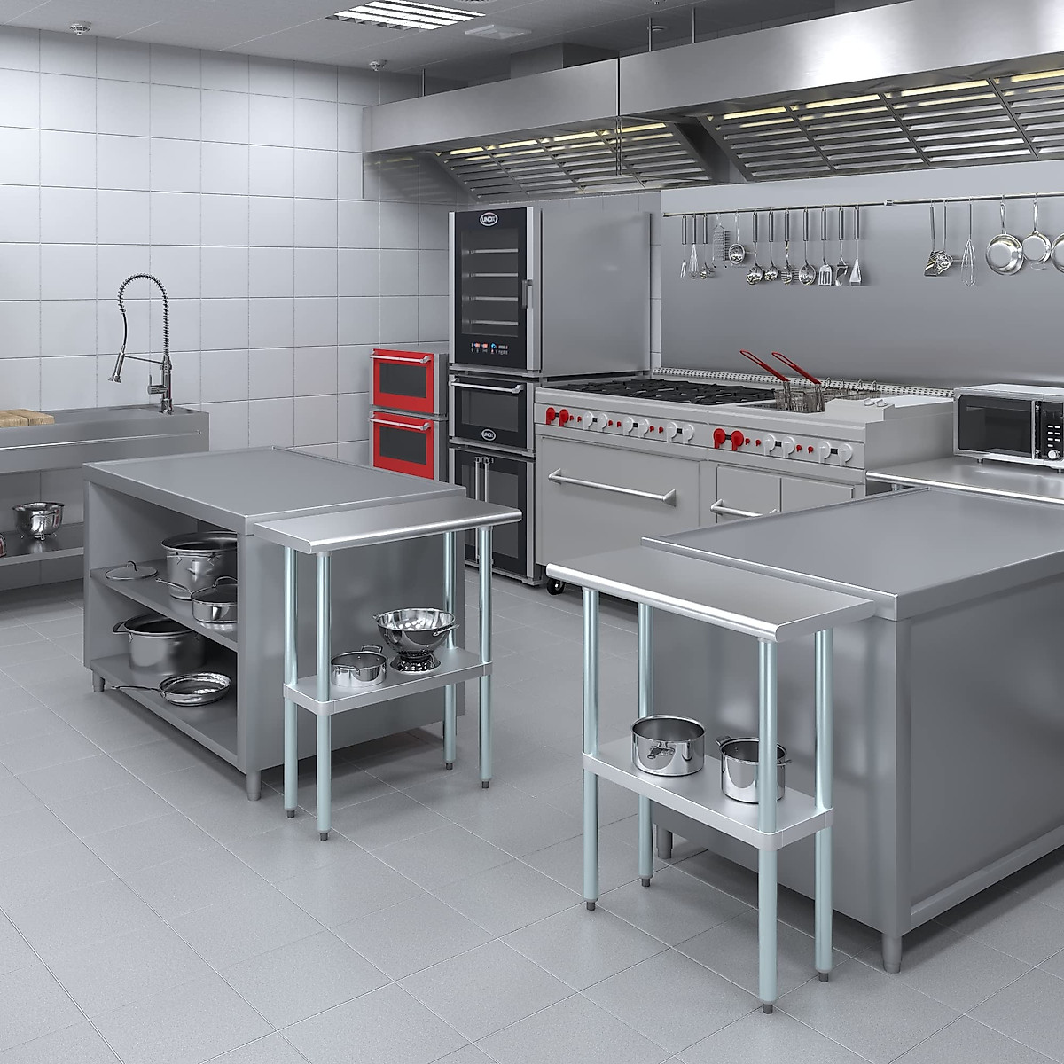 14" x 30" AmGood Stainless Steel Work Table | Metal Kitchen Food Prep Table | NSF | Commercial & Residential Kitchen Laundry Garage Utility Bench