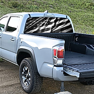 Rzuiytye American Flag Rear Window Decal for Truck,Black Flag Truck Rear Window Decal,American Flag Decals for Truck Car SUV (Black,65x17in)