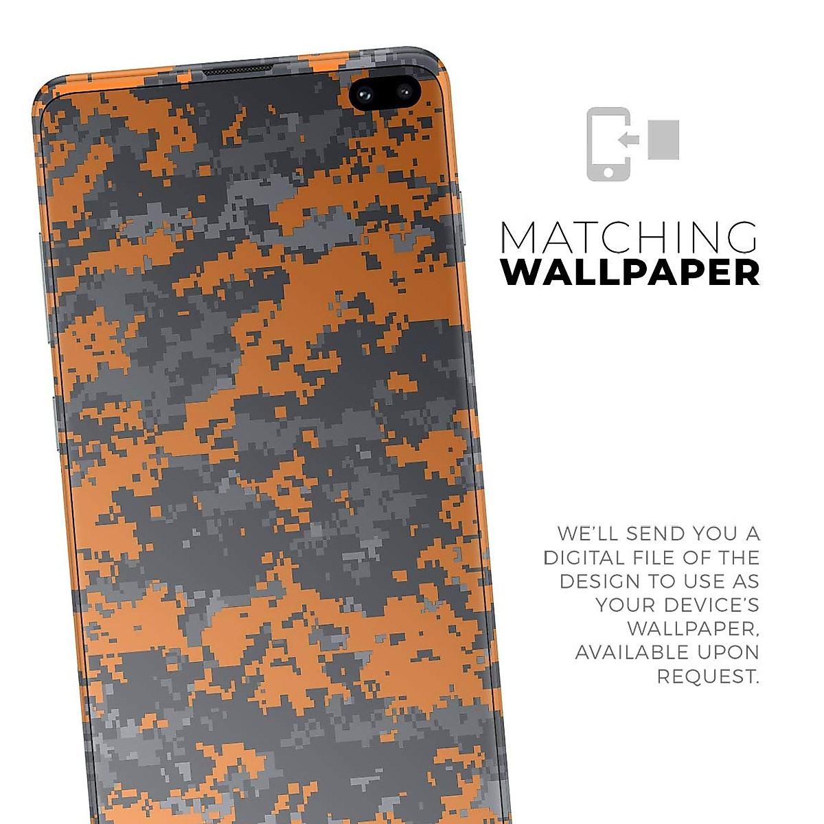 DesignSkinz Bright Orange and Gray Digital Camouflage Protective Vinyl Decal Wrap Skin Cover Compatible with The Samsung Galaxy S20 (Screen Trim & Back Glass Skin)