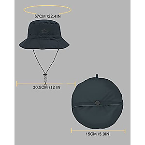 BROTOU Sun Hats for Women/Men, UPF 50+ Wide Brim Bucket Hat, Waterproof and Foldable Boonie Hat with UV Protection for Hiking Fishing Garden Safari Beach (Grey)