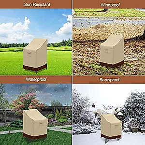Yipincover Stackable Patio Chair Cover 2Pack,Waterproof Dining Chair Covers,Durable Stacking Chair Covers Party,Fits for 4-6 Stackable Dining Chairs(Beige&Grey,36Lx28Wx47H)-1Year Warranty