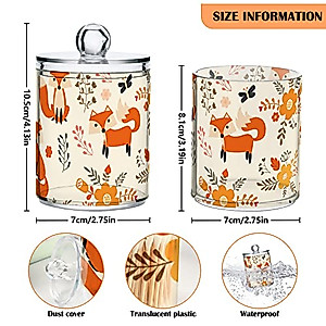 Plastic Jars with Lids,Fox Autumn Forest Animal Bulk Pack Storage Containers Wide Mouth Airtight Canister Jar for Kitchen Bathroom Farmhouse Makeup Countertop Household ,Set 4