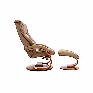 Mac Motion Chairs Collection by Mac Motion Mandal Top Grain Leather Oslo Recliner and Ottoman, Sand (tan)