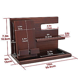 Wood Phone Docking Station for Men - Wooden Nightstand Organizer - Personalized Idea for Him, Husband, Boyfriend, Dad, Son, Boss, Colleague - Perfect for Anniversary, Birthday, Christmas, Fathers Day