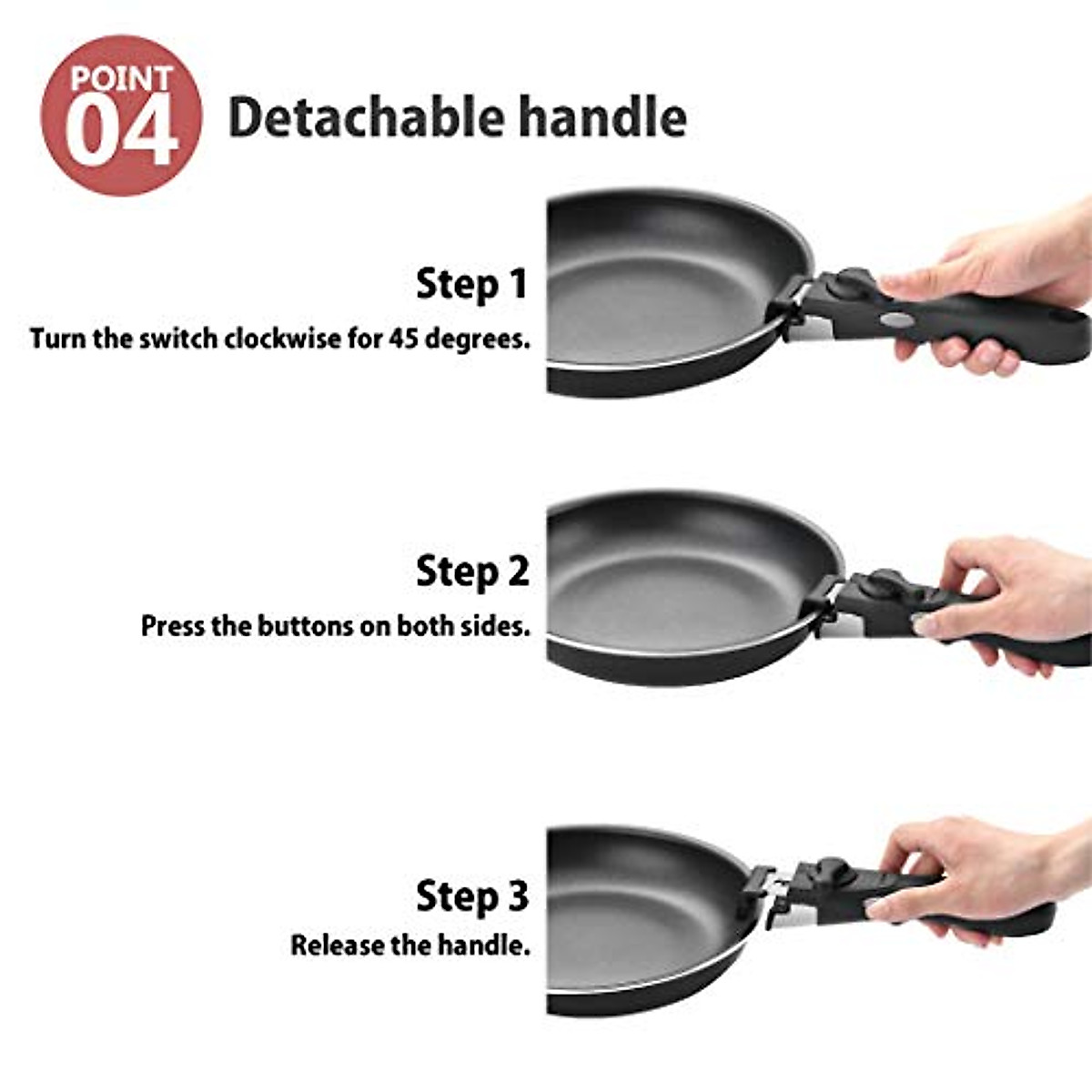 Abizoe 12 Piece Non-Stick Cookware Set Non-Stick Pans and Pots with Removable Handles, Space Efficient Excellent for RVs and Compact Kitchen (Black 12 pieces)