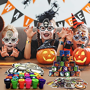 Generic Halloween Party Favors Halloween Toys - 160Pcs Halloween Supplies Favors Halloween Slap Bracelets Halloween Stickers Halloween Stamps for Kids Halloween Party Favor Halloween Treat Bags Gifts