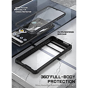 Poetic Guardian Series Case Designed for Google Pixel 7 5G with Built-in Screen Protector, Work with Fingerprint ID, Full Body Hybrid Shockproof Rugged Cover Case, Black/Clear