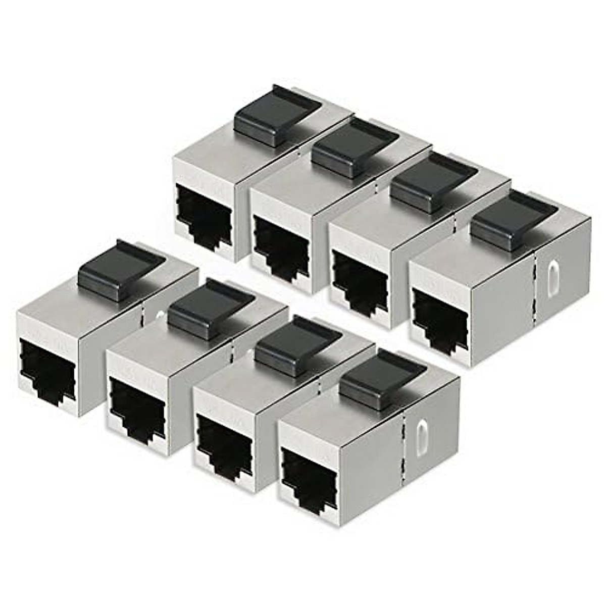 Uptell 8 Packs CAT 6a Keystone Jacks, RJ45 Couplers Female to Female Straight Shielded in-Line Cat6A Cable Network Ethernet Module Silver