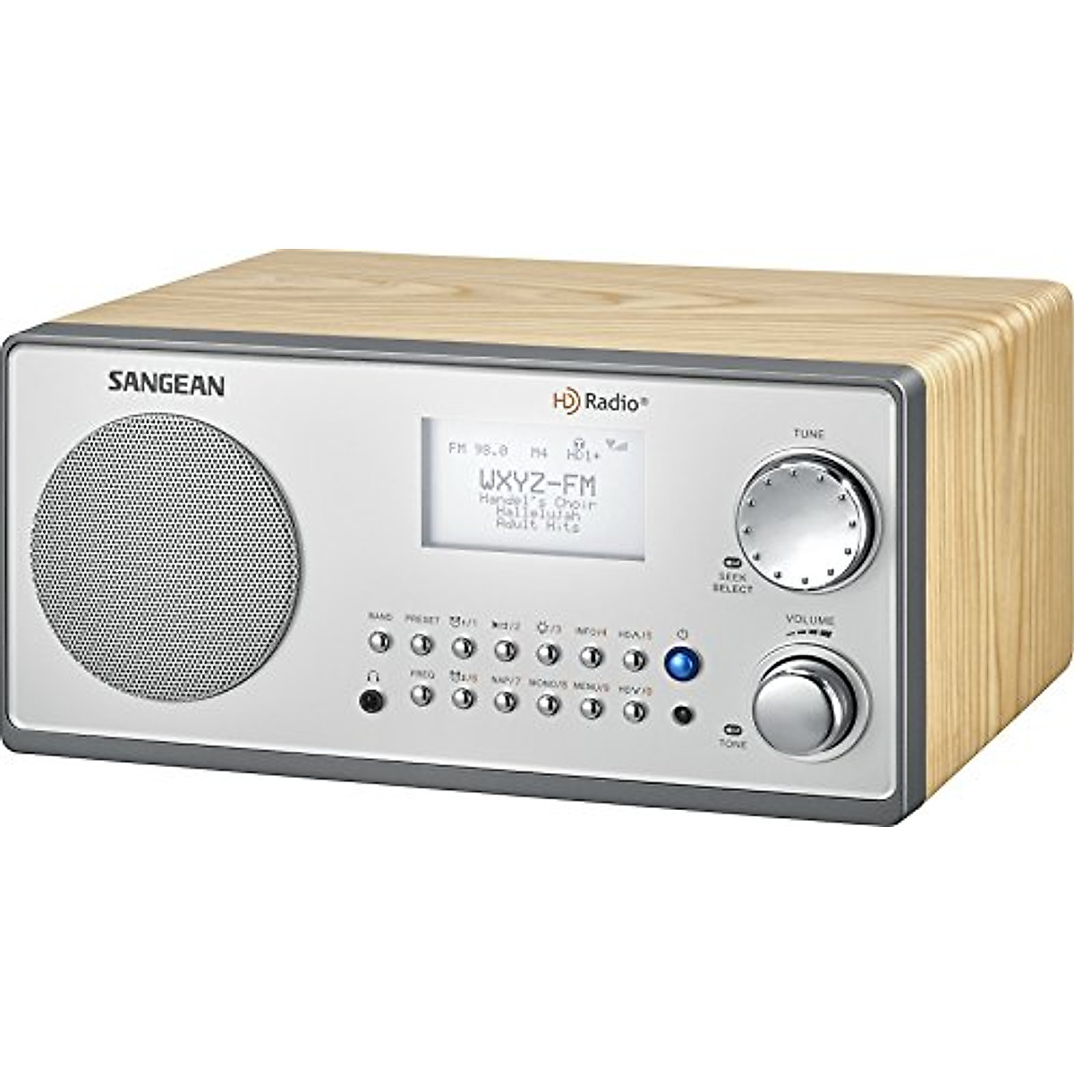 Sangean HDR-18 HD Radio/FM-Stereo/AM Wooden Cabinet Table Top Radio silver