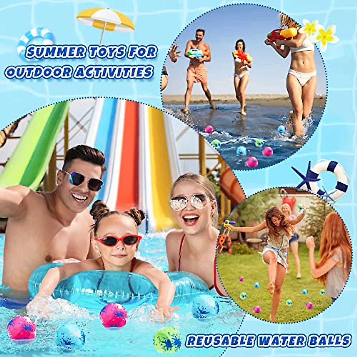 Honoson 50 Pieces Water Absorbent Ball Pool Toys Pool Balls Water Balls for Summer Outdoor Beach Pool Party Favors