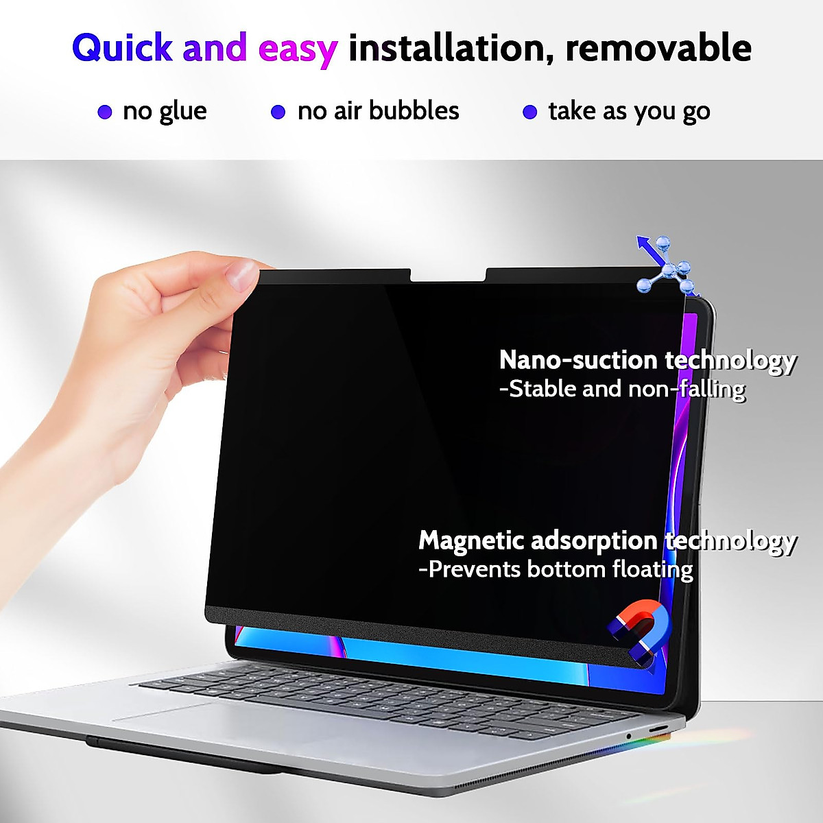 Peslv Magnetic Privacy Screen for Microsoft Surface Laptop Studio 2/1 14.4-Inch, Removable Anti Blue Light Glare Filter, Black Security Private Spy Block Protector