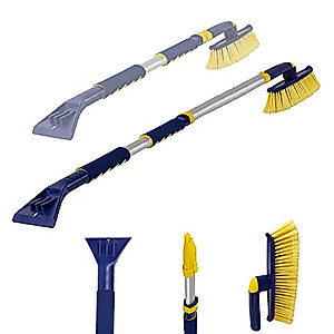 Michelin Hybrid Extendable 34-50” Snow Brush for Trucks, Ergonomic Multi-Tool, Detachable Swivel Head, Ice Scraper, Ice Pick, Non-Slip Foam Grip, Auto Window Snowbrush, Windshield Broom for Car, SUV