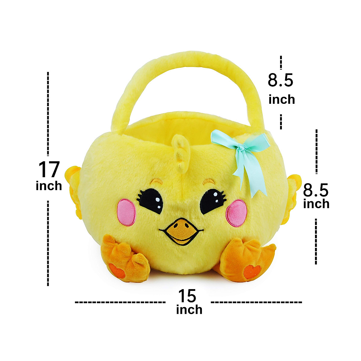 JOYIN 2 Packs Easter Plush Basket Set for Easter Eggs Hunt, Easter Bunny Basket Gift Baskets Bags for Kids, Kids Easter Party Favor (Yellow, White)