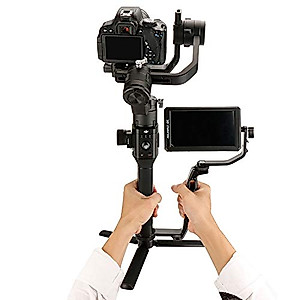 DH03 Handheld Gimbal Grip with Cold Shoe for Mounting Monitors, Microphones, LED Light etc Compatible with DJI Ronin-S, Ronin SC 2, Zhiyun Weebill LAB, Crane 2, Plus, Moza Air Mini Dual Grip