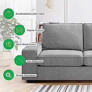 ABAKAN 88.58" Modern Couches Sofas for Living Room, Luxury Chenille Loveseat Couch with Metal Solid Wood Frame,High Density Cotton, Removable Back Cushion and Seat Cushion(Light Grey)