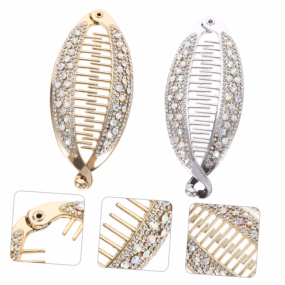 LALAFINA 4pcs Interlocking Hair Clips Banana Clips Hair for Fine Hair Rhinestone Banana Clip Rhinestone Hair Clips Hair Clips Medium Size Rhinestone Hair Accessories Fish Shape Clip Hairpin