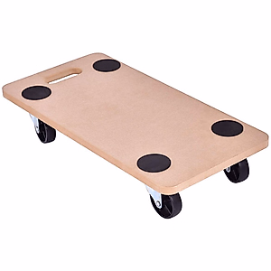 Casart Wooden Board Dolly, Moving Carrier with 4 Wheels
