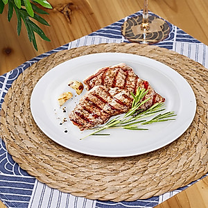 Defined Deco Woven Placemats Set of 10,12" Round Rattan Placemats,Natural Hand-Woven Water Hyacinth Placemats,Farmhouse Weave Place Mats,Rustic Braided Wicker Table Mats for Dining Table,Home,Wedding.