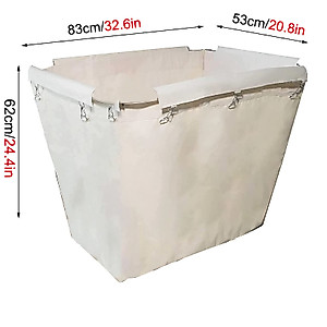 Replacement Laundry Cart Bag, Waterproof High Capacity Thickened Commercial Cloth Cleaning Cart Bag, 32.6x21.6x24.4 inches (Beige-Cone)