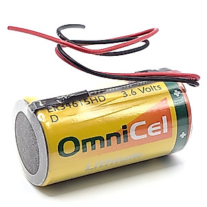 6x OmniCel ER34615HD/W LithiumThionyl Chloride Battery with Wire Leads For Fleet Monitoring, Tracking Devices for Hunting Dogs, Carbon Monoxide Detectors, Intrusion Sensors, Invisible Fencing