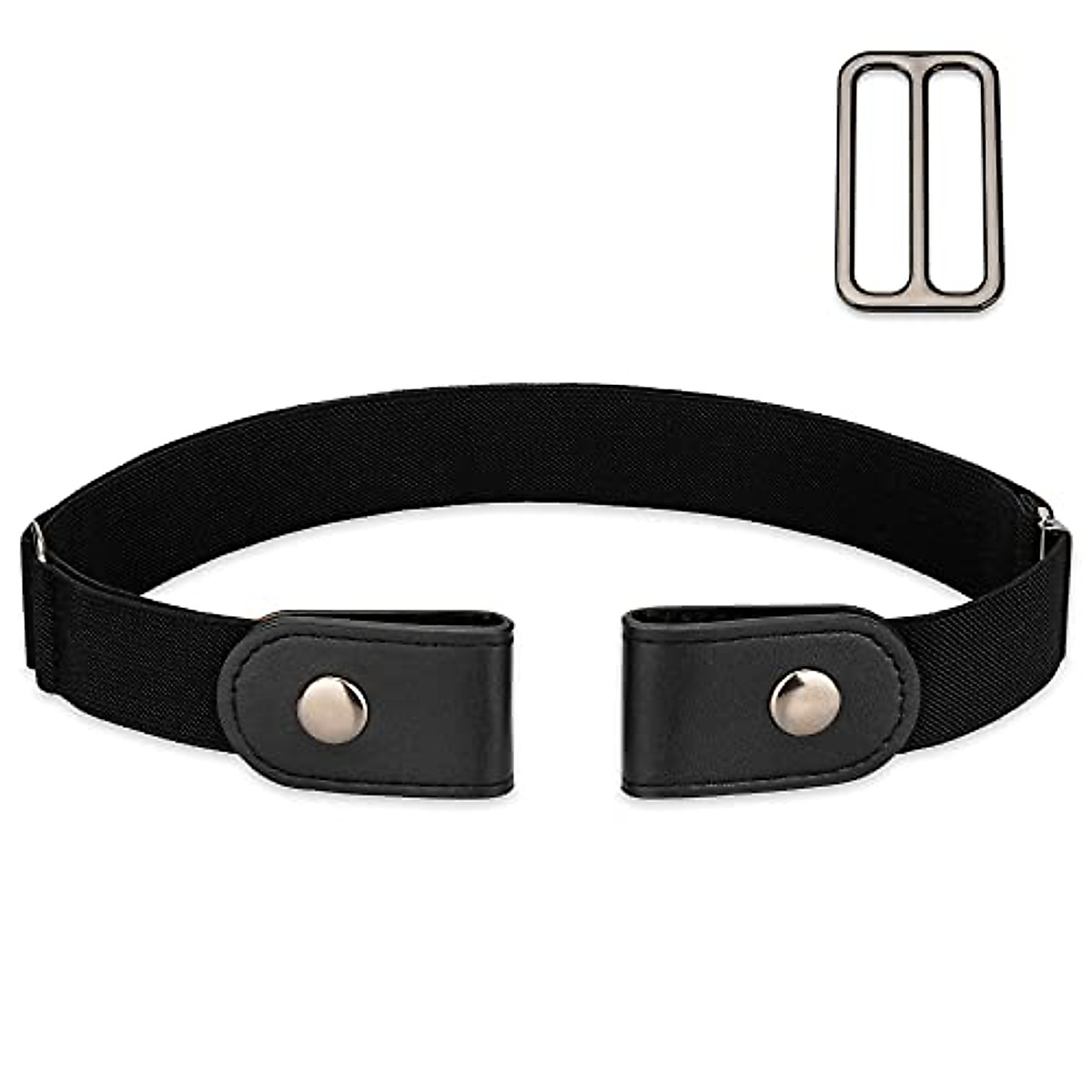 macoking No Buckle Stretch Belt for Women/Men Invisible Elastic Buckle Free Belts Black