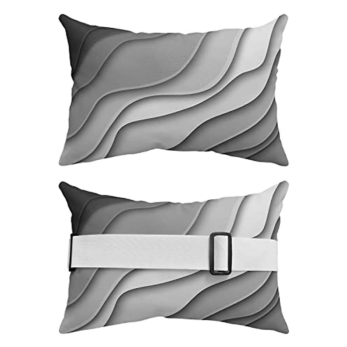 Recliner Head Pillow Ledge Loungers Chair Pillows with Insert Modern Abstract Geometric Black Grey Gradient Lumbar Pillow with Adjustable Strap Outdoor Waterproof Patio Pillows for Beach Pool, 2 PCS