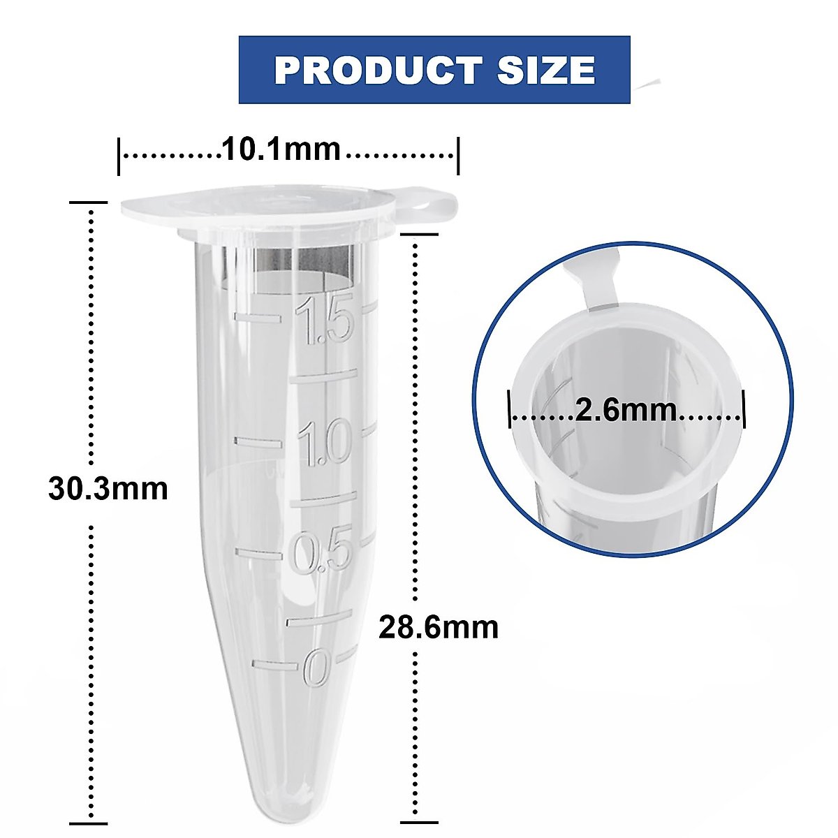 ONiLAB 500Pcs 1.5ml Polypropylene Graduated Microcentrifuge Tubes with Attached Lid,Clear Conical Micro Centrifuge Small Sample Bottle Vials Container for Lab
