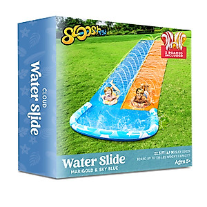 JOYIN 22.5ft Water Slides and 2 Bodyboards, Lawn Water Slide Summer Slip Waterslides Water Toy with Build in Sprinkler for Backyard Outdoor Water Fun for Kids