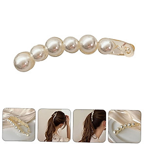 FRCOLOR Banana Clip Ponytail Clip Hair Grip Clips Pearl Hair Clasp Jumbo Hair Clips French Hair Clips Banana Hair Clips Faux Pearls Fishtail Hair Clip Styling Hair Clamps Pearl Hair Clips