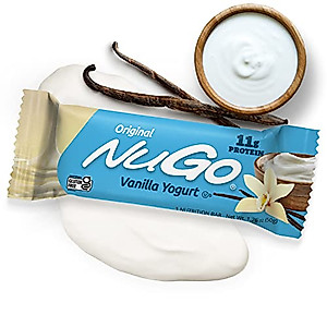 NuGo Protein Bar, Vanilla Yogurt, 11g Protein, 170 Calories, Gluten Free, 1.76 Ounce each, 15 Count (Pack of 1)