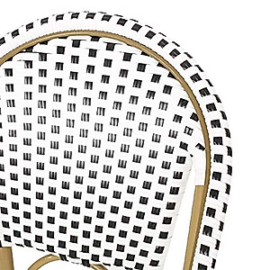 Christopher Knight Home 314450 Kinner Outdoor Barstool, Black + White + Bamboo Print Finish