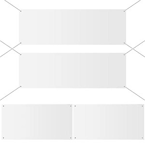 4 Pieces Large Blank Banner White Wall Banner Polyester Oxford Cloth Banner Outdoor Hanging Banner DIY Banner Signs with Hanging Rope for Indoor Outdoor Decor (2 x 4 Feet) (2 x 4 Feet, 2 x 6 Feet)