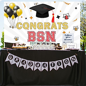INNORU Congrats BSN Backdrop Banner, Nurse BSN RN Graduation Prom Photography Backdrop Durable Fabric Congrats Grad Banner Medical Nursing School Graduation Party Decorations Photo Booth Props 6x4ft