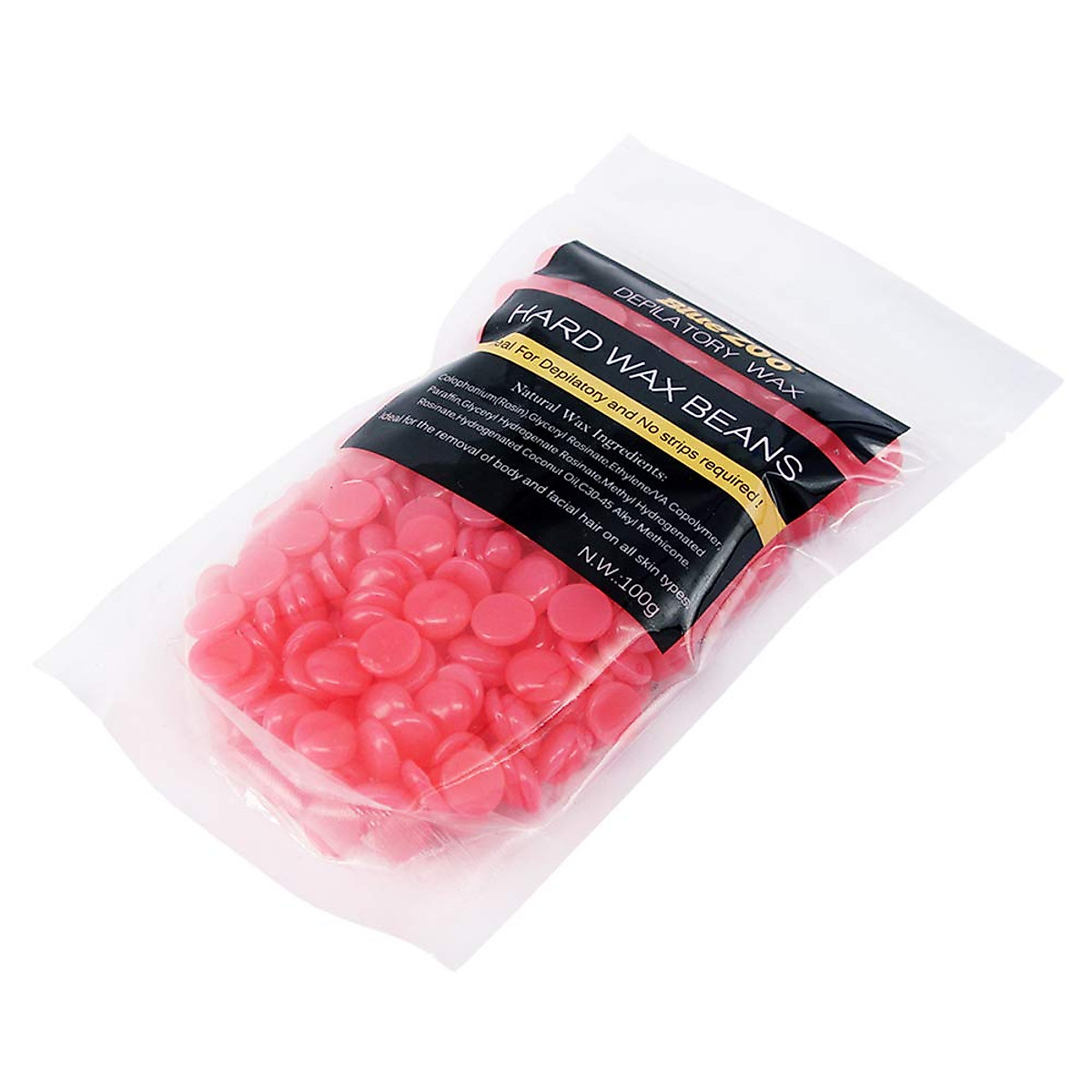 Vtrem 100g Hard Wax Beans Painless Hair Removal kit with 20pcs Wax Spatulas Strawberry Flavor Solid Depilatory Wax for Face, Eyebrow, Back, Chest, Bikini Areas, Legs (Red)