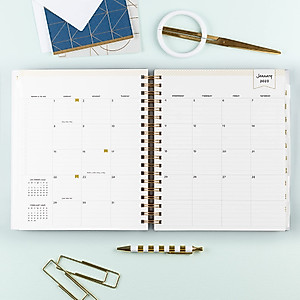 Day Designer for Blue Sky 2023 Daily and Monthly Planner, 8" x 10", Frosted Cover, Wirebound, Navy Stripe (142098)