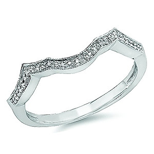 Dazzlingrock Collection 0.10 Carat (ctw) Sterling Silver Round Diamond Ladies Wedding Band Guard Ring 1/10 CT, Size 4