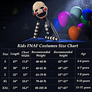 Brigcalki Five Nights Puppet Costumes Outfits for boys Scary Halloween Cosplay Bodysuit Black-3 6-7 Years