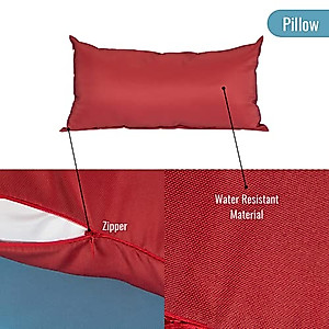 HomSof 6-Piece PE Rattan Wicker Sectional Cushioned Sofa Sets with 1 Red Pillow, Blue + Brown