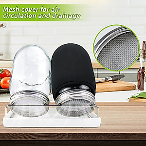 Complete Sprouting Kit, 2 Wide Mouth Mason Jars, Premium Screen Sprout Lids, Tray, Blackout Sleeves, Stand, Seed Sprouter Set for Alfalfa, Mung Bean, Broccoli