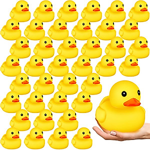 Deekin 10 Pcs 5 Inches Large Yellow Rubber Ducks Bulk Large Duck Bath Toy Squeak Rubber Duckie Bathtub Floating Bath Duck for Birthday Party Decoration Gift Swimming Pool