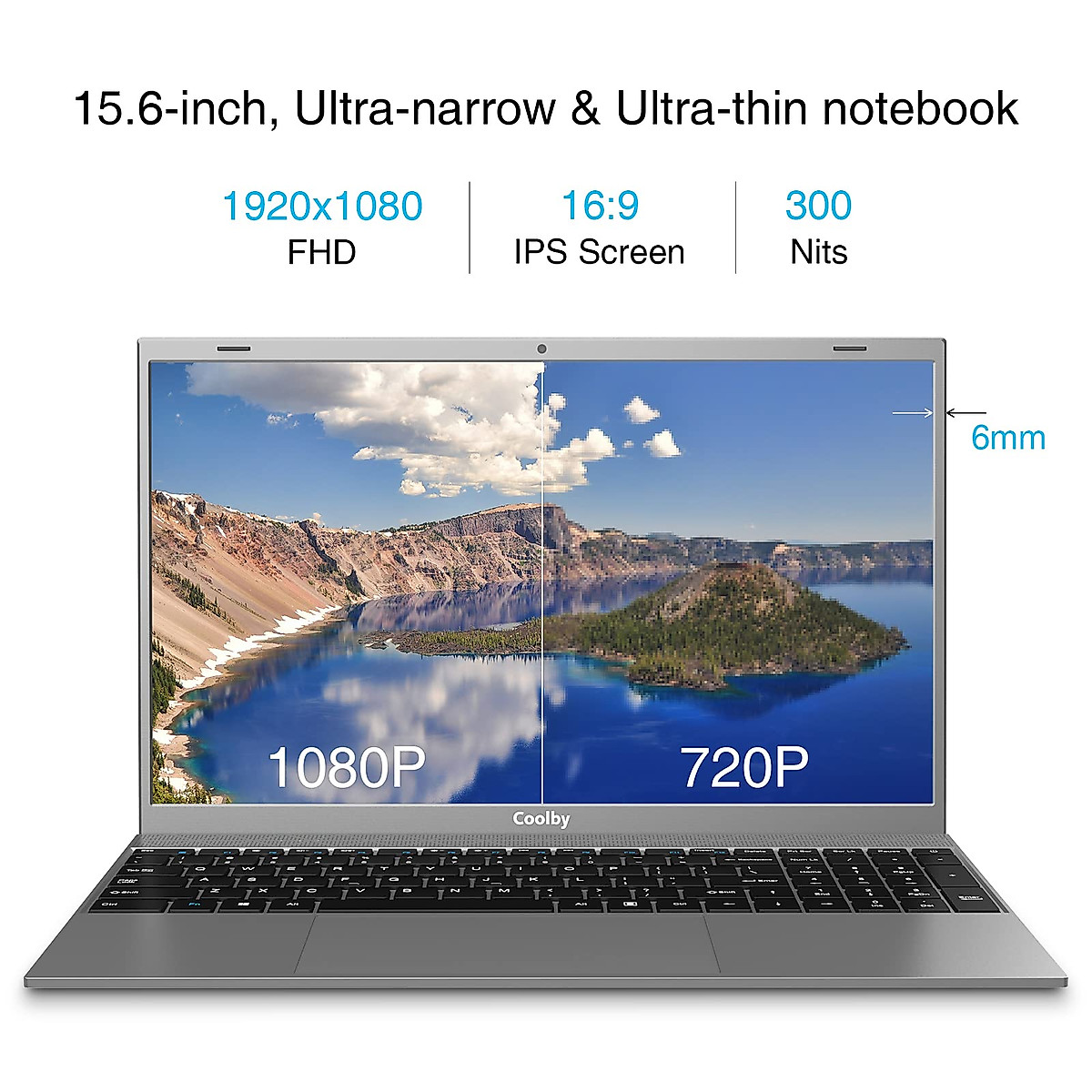 Coolby 2023 Windows 11 Laptop, 15.6 inch 1920x1080 IPS Display, 12GB DDR4 RAM / 256GB SSD Laptop Computers, Intel J4125 Quad-Core Processor Notebook PC, Support 2.4G/5G Hz WiFi, BT, Full Size Keyboard