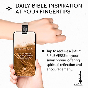 Daily Bible Verse Bracelet Scan Mothers Day Gift For Mom, Scripture Wristband Scan Phone For Prayer, God Is Greater Than The Highs And Lows Jesus Faith Christian Devotional God Band (Beige)