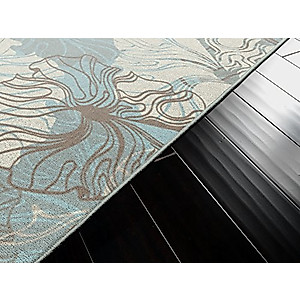 Brumlow Mills Grace Contemporary Modern Floral Blue Area Rug for Bedroom Carpet, Living Room Decor, Dining, Kitchen or Entryway Rug, 3'4" x 5'