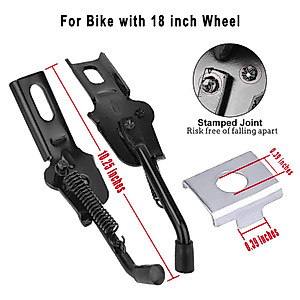 SEISSO Bike Kickstand for 18" Wheel Kids, Back Bicycle Kick Stand, Premium Steel Kick Stand Rest for 18 inch Wheel Bike Kickstands