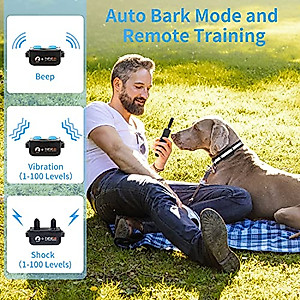PaiPaitek Bark Collar with Remote, Automatic Bark and Training Collar Combo with Beep, Vibration, Shock, Auto Bark Mode, Up to 3300ft Range Dog Shock Collar for Small, Large and Medium Dogs